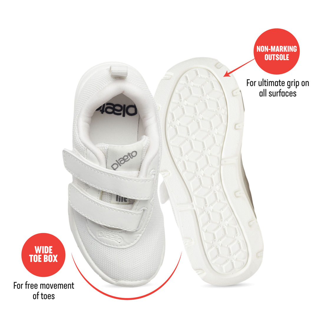 Plaeto Aspire Multiplay School Shoes (7C - 13C UK) - White