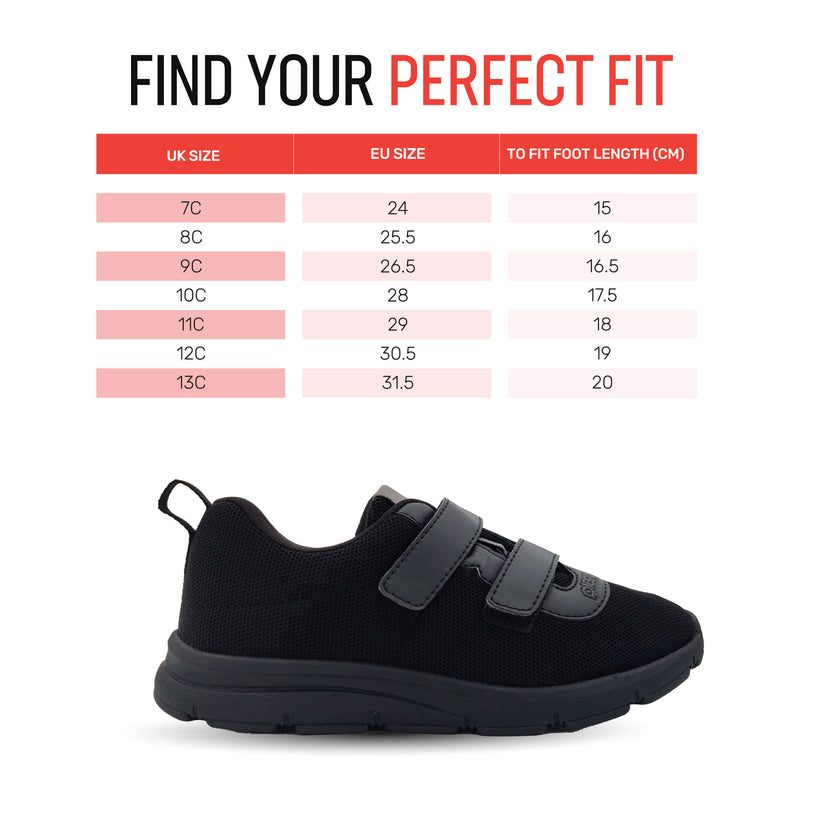 Black School Shoes for Kids (7C–13C UK) | Unisex & Comfy – Plaeto